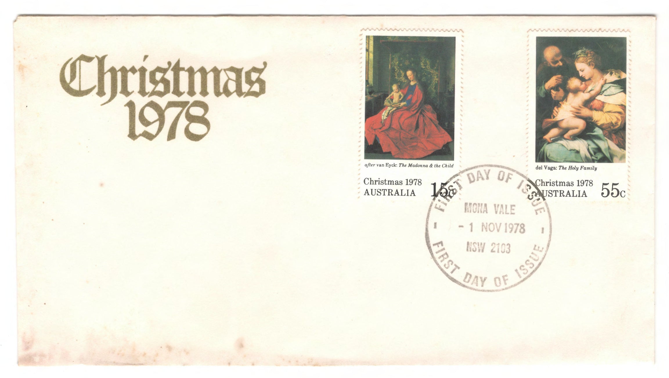 Australia 1978 Christmas First Day Cover Postmarked Mona Vale 1 Nov 19 ...