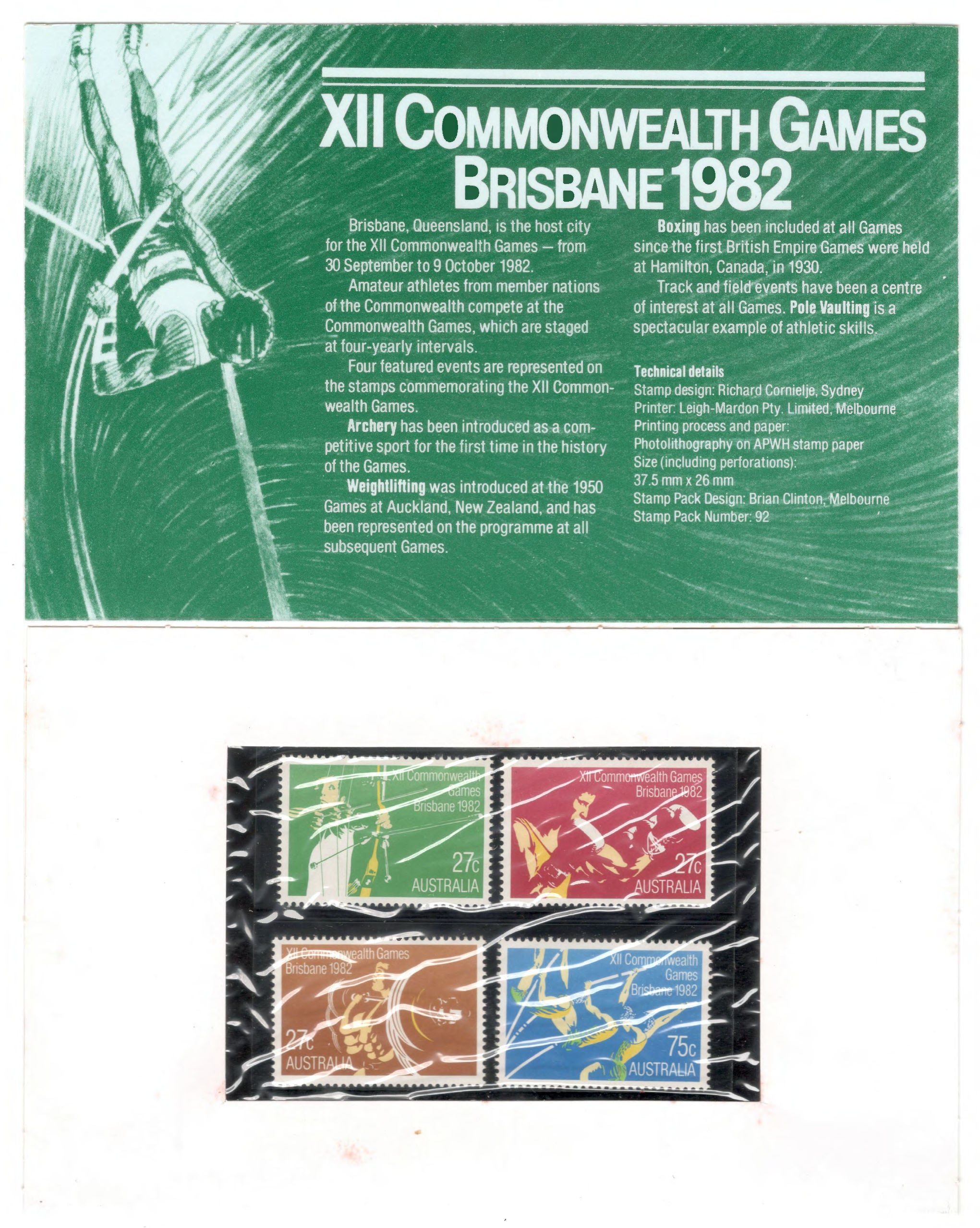 Australia 1982 XII Commonwealth Games Brisbane Stamp Pack Australia Po ...