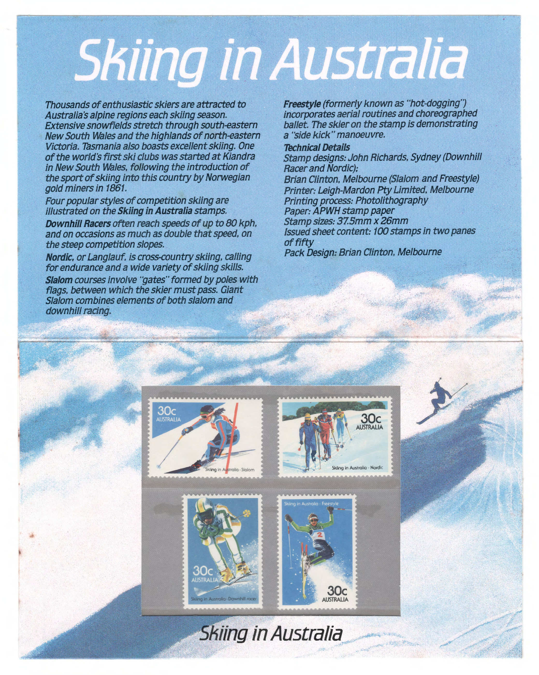 Australia 1984 Skiing In Australia Stamp Pack Australia Post Pack (POP ...
