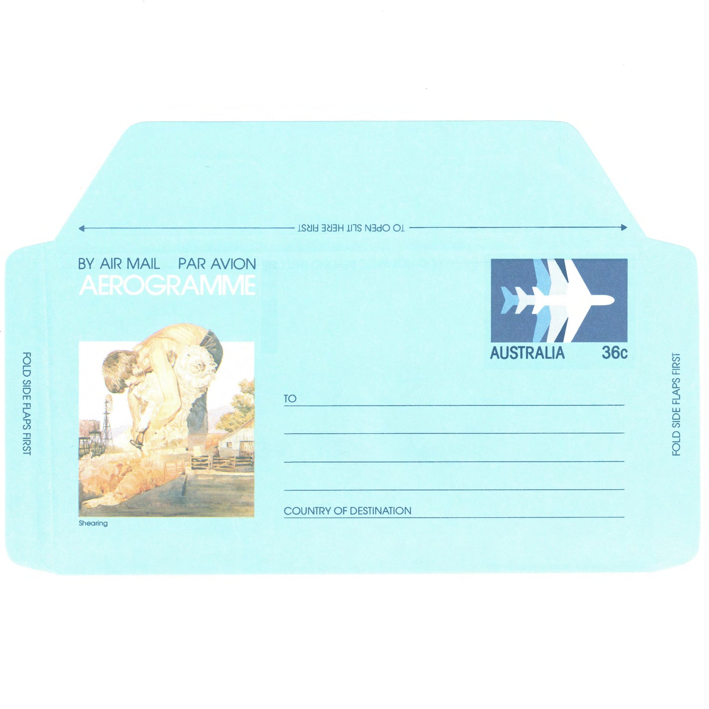 Australian 1982 36c Sheering Aerogramme - Unused – Gumnut Antiques