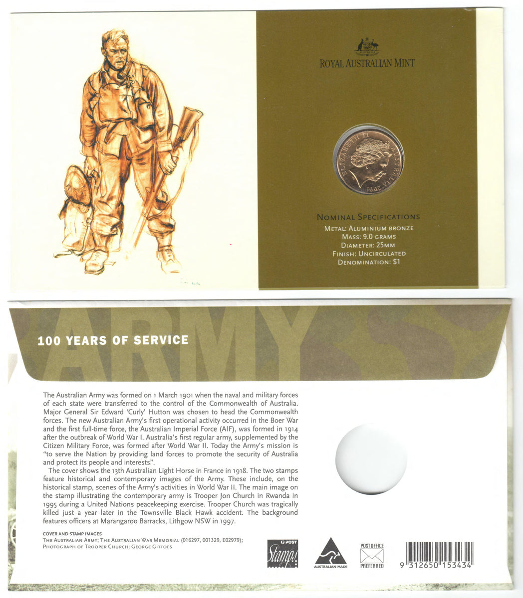 Australia 2001 PNC 100 Years Of Service ARMY - FDI 15 February 2001 ...