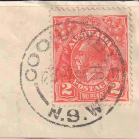 Australian 2d KGV Red Stamp With Full Postmark - COONAMBLE NSW 1933 ...