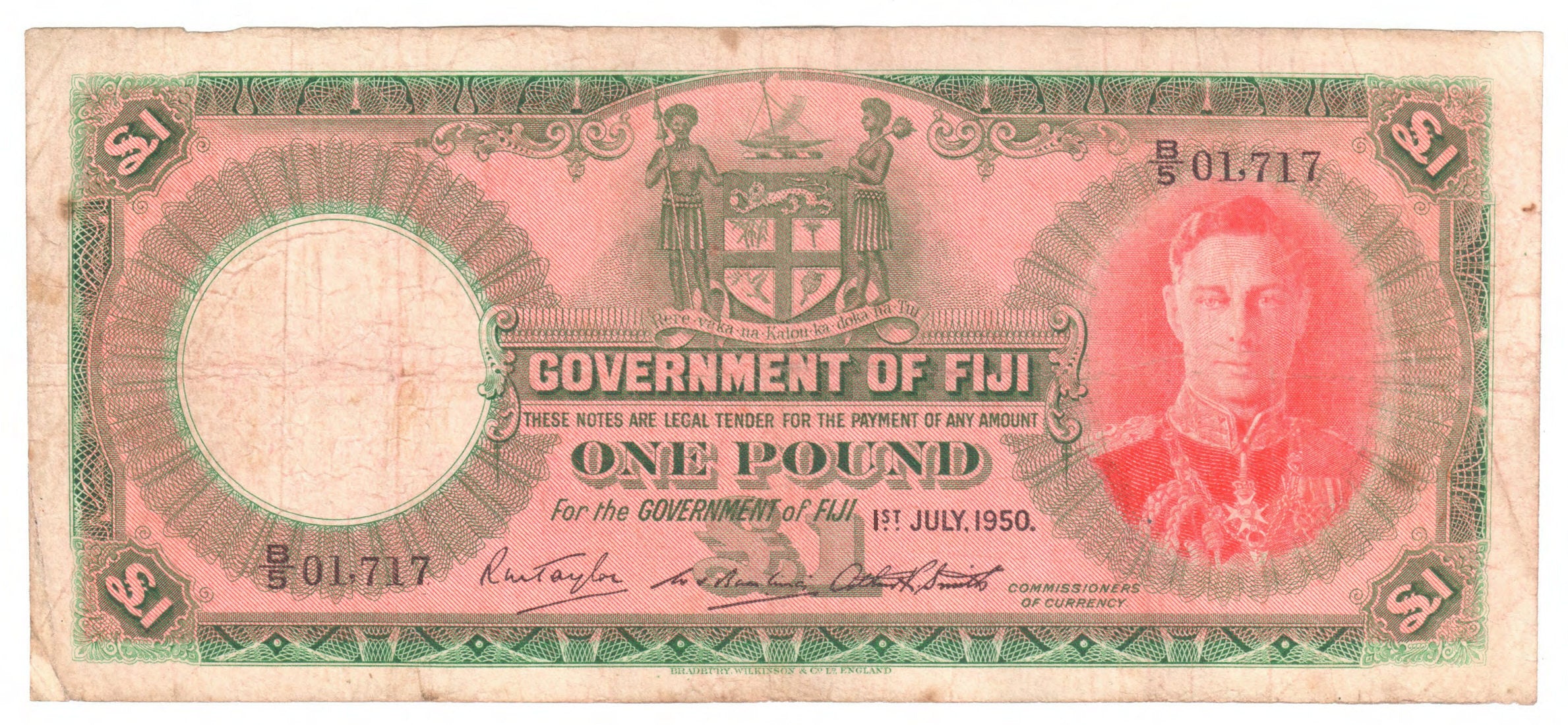 Fiji 1950 1 Pound Banknote s/n - Grades as Fine – Gumnut Antiques