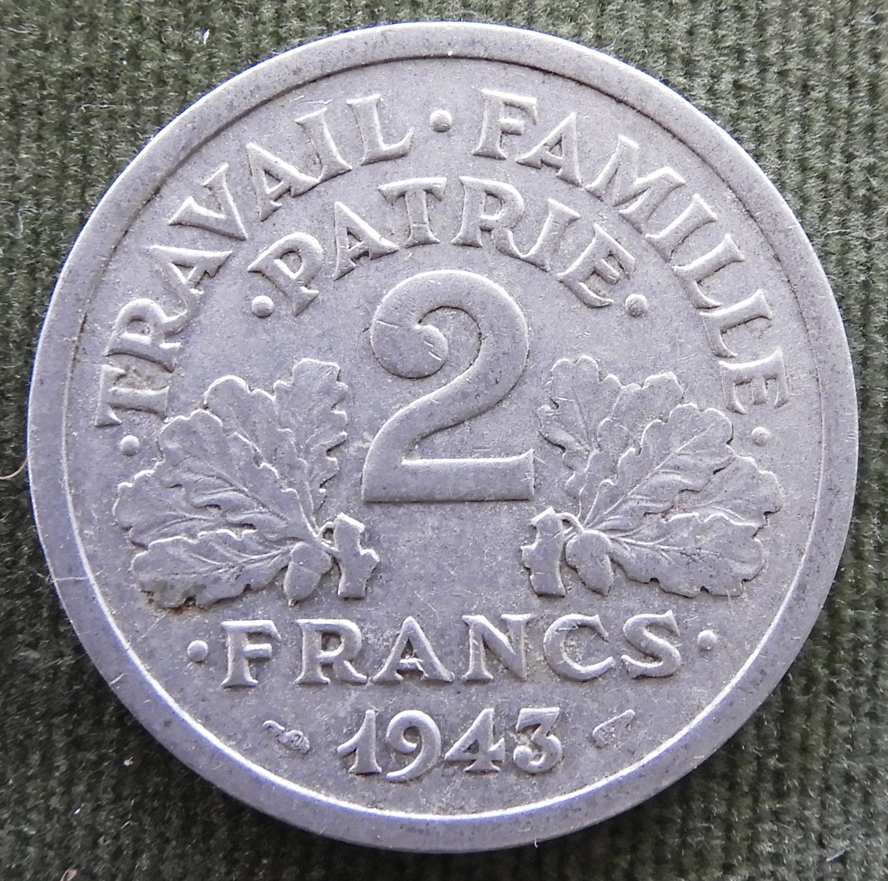French 1943 2 Franc Etat Francais Coin - German Occupation – Gumnut ...