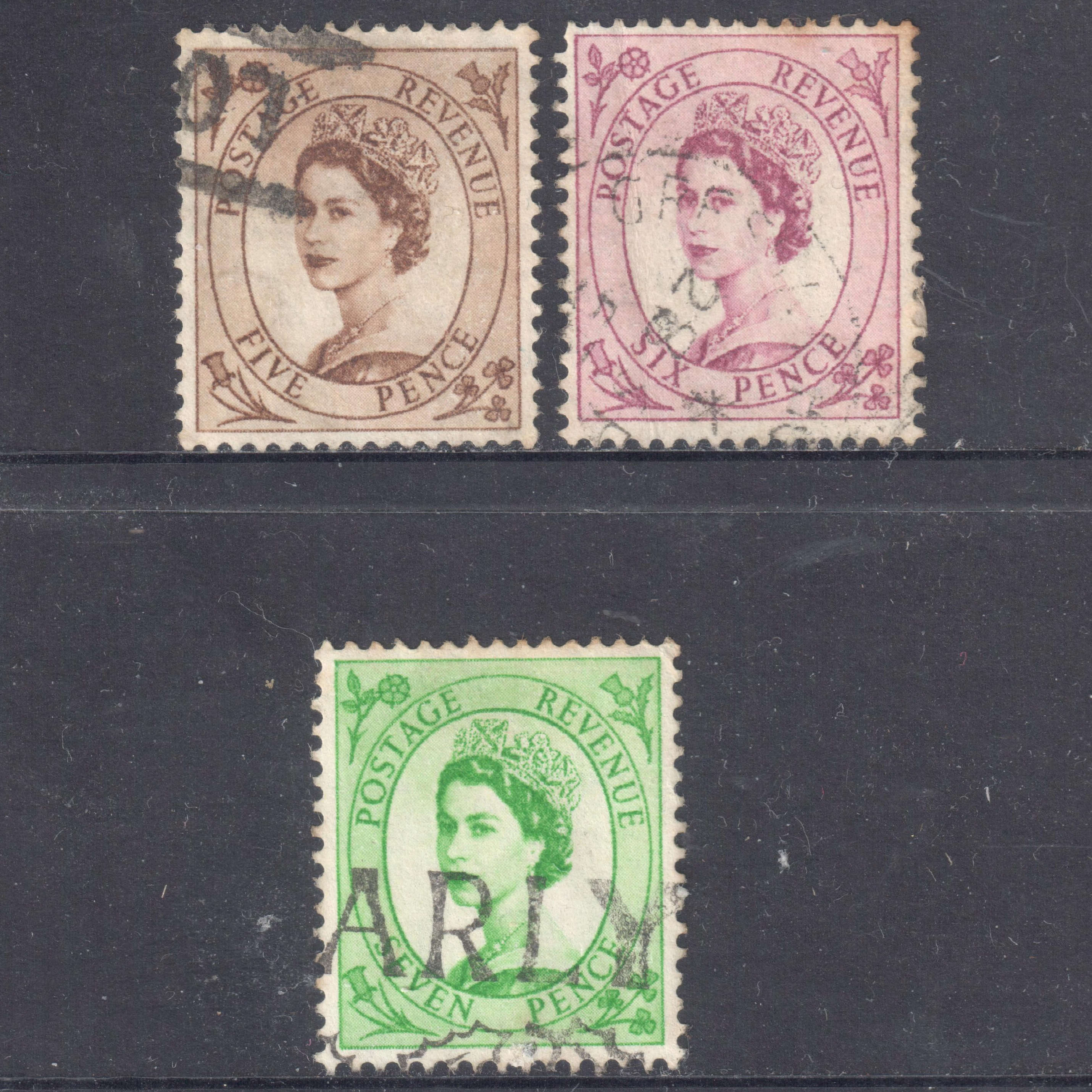 GB UK Great Britain England 1952 - 1954 Queen Elizabeth II Stamp Group ...