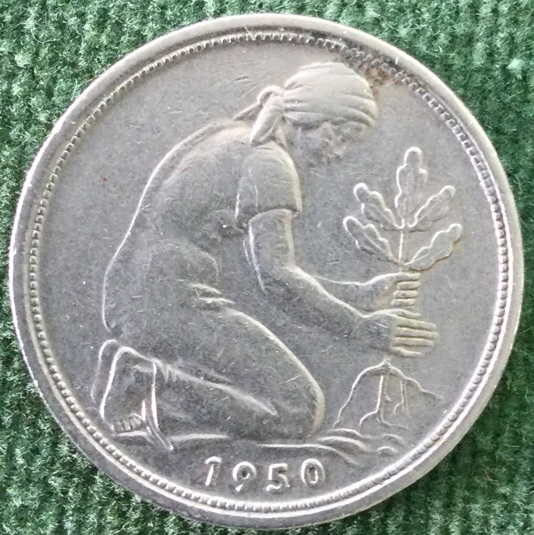 Germany 1950 D 50 Pfennig Coin – Gumnut Antiques