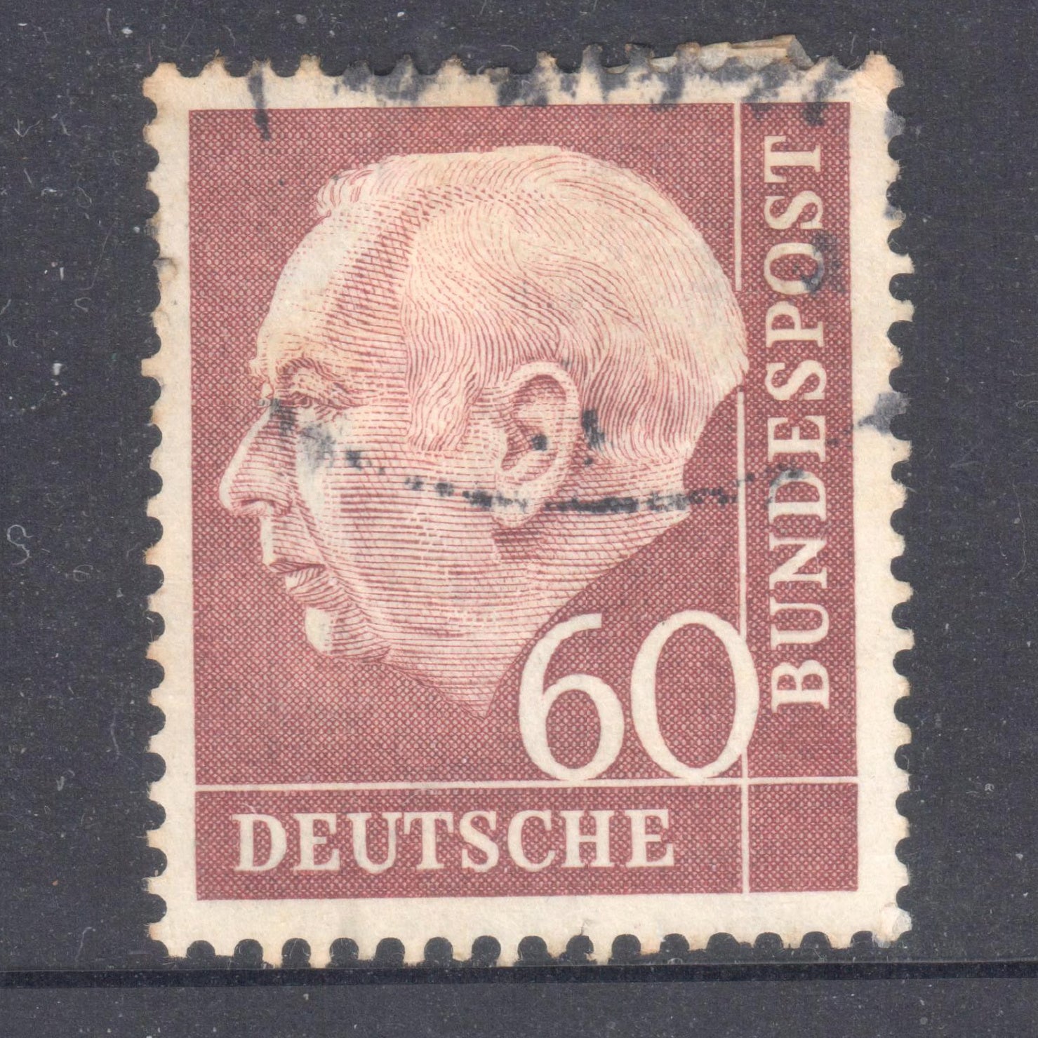 German Bundespost 1957 60 Pfennig Light Brown Professor Th. Heuss New ...