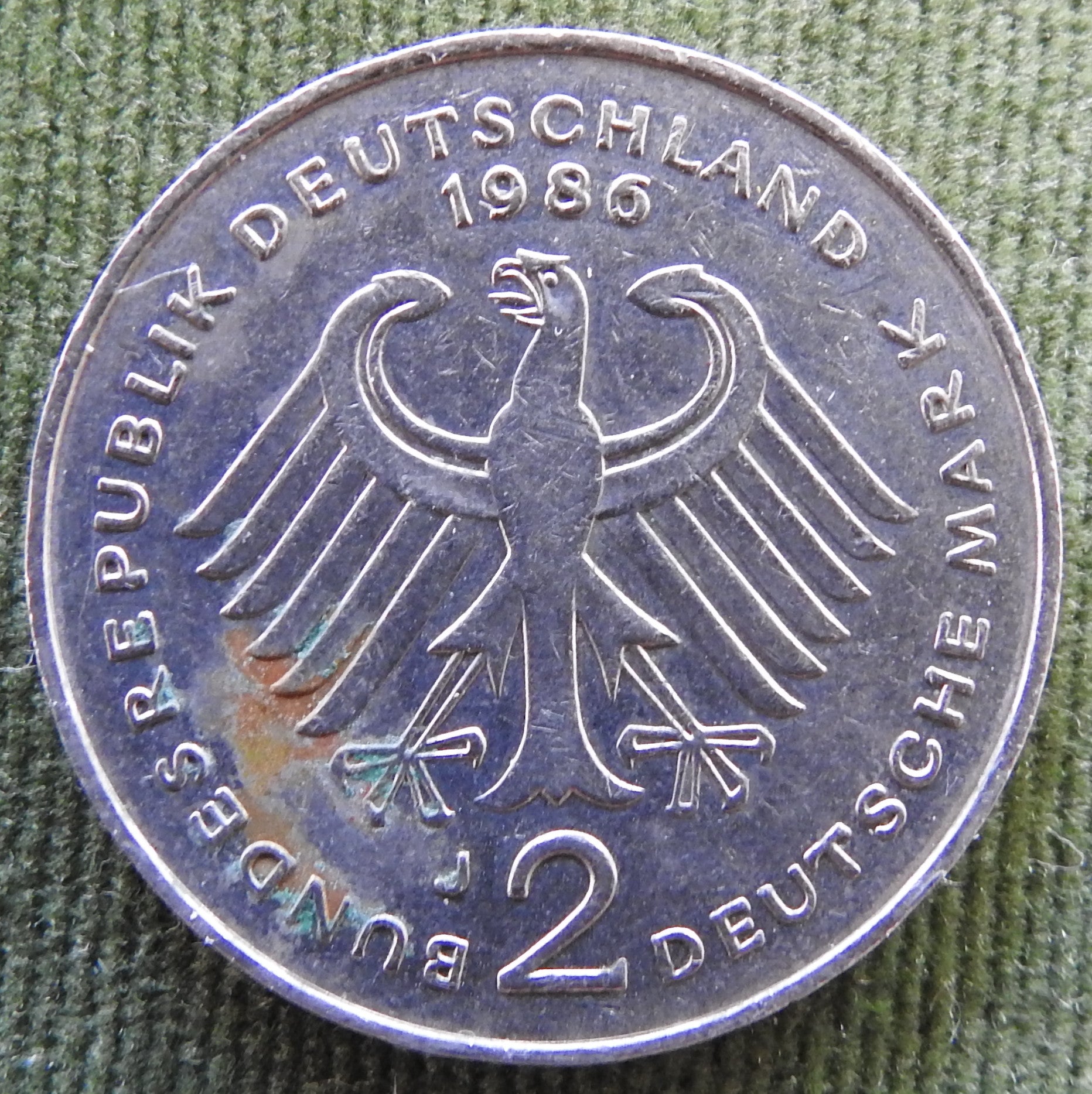 Germany 1986 J 2 Deutsche Mark Coin – Gumnut Antiques