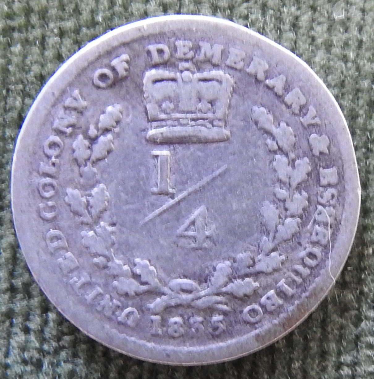 United Colony Of Demerary & Essequibo 1835 1/4 Guilder William IV Coin ...