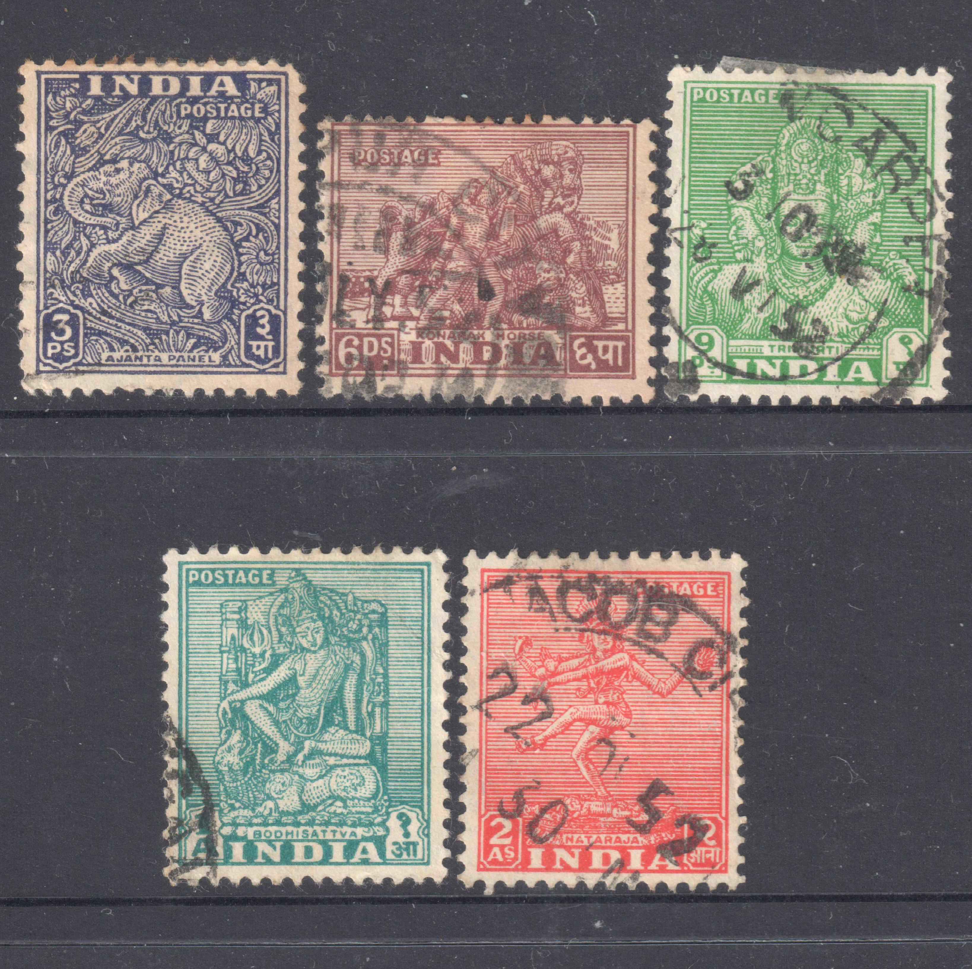 India 1949 Sculptures Stamps - (5 Stamps) – Gumnut Antiques