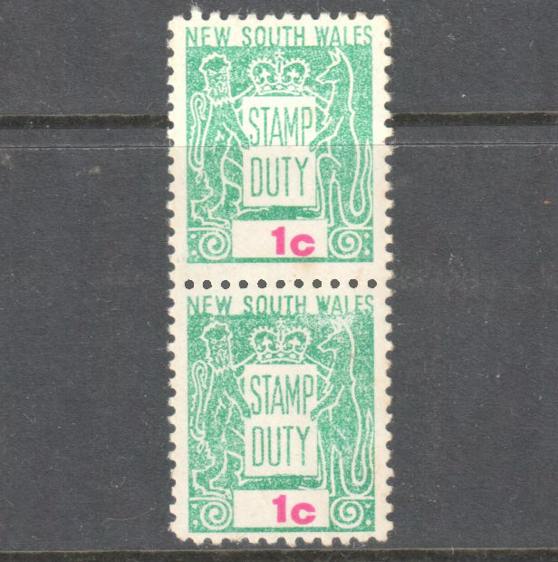 New South Wales 1c Green Stamp Duty Stamps Vertical Pair - MUH – Gumnut ...