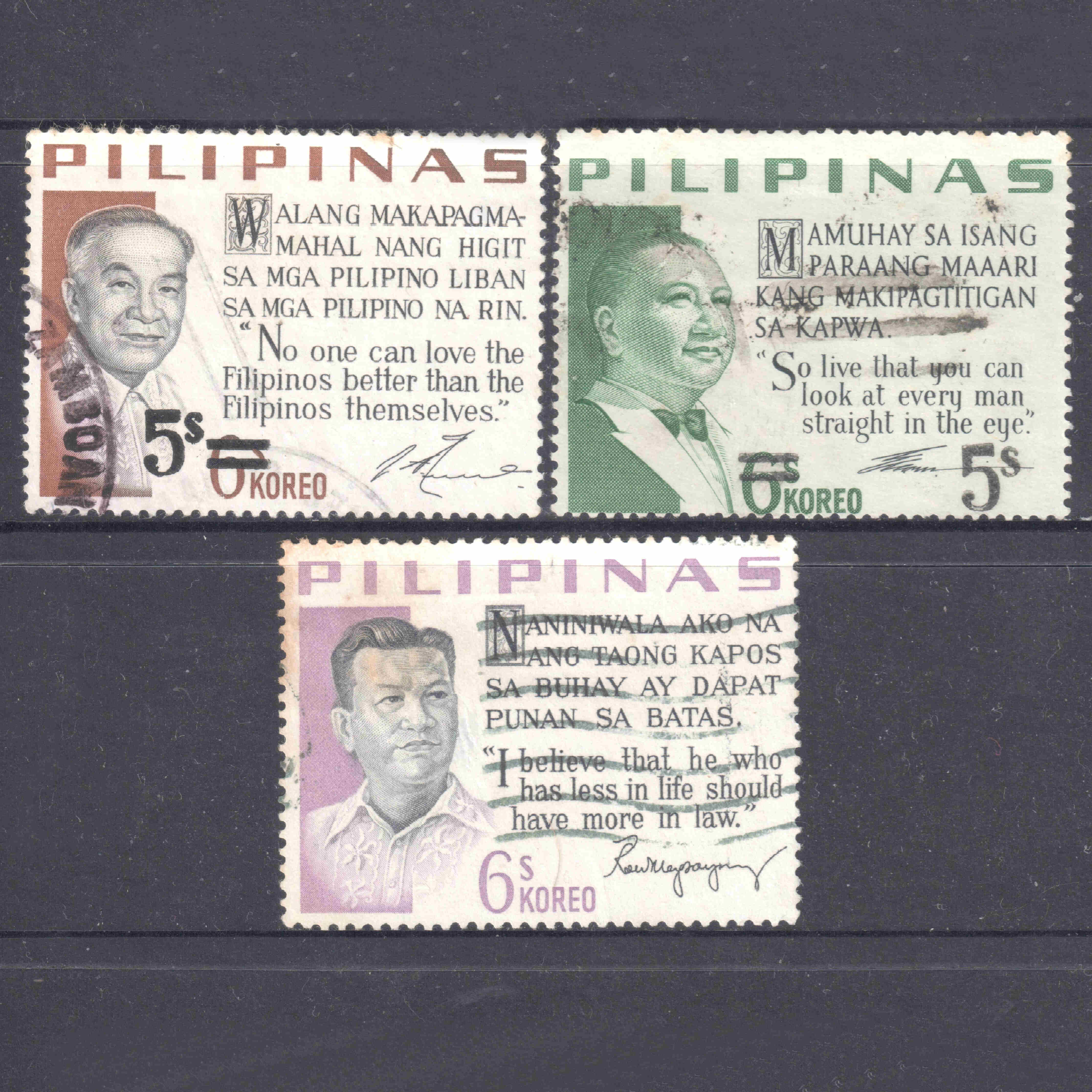 Philippines 1963 6 Sentimo Multicoloured Presidential Sayings Stamp Gr ...