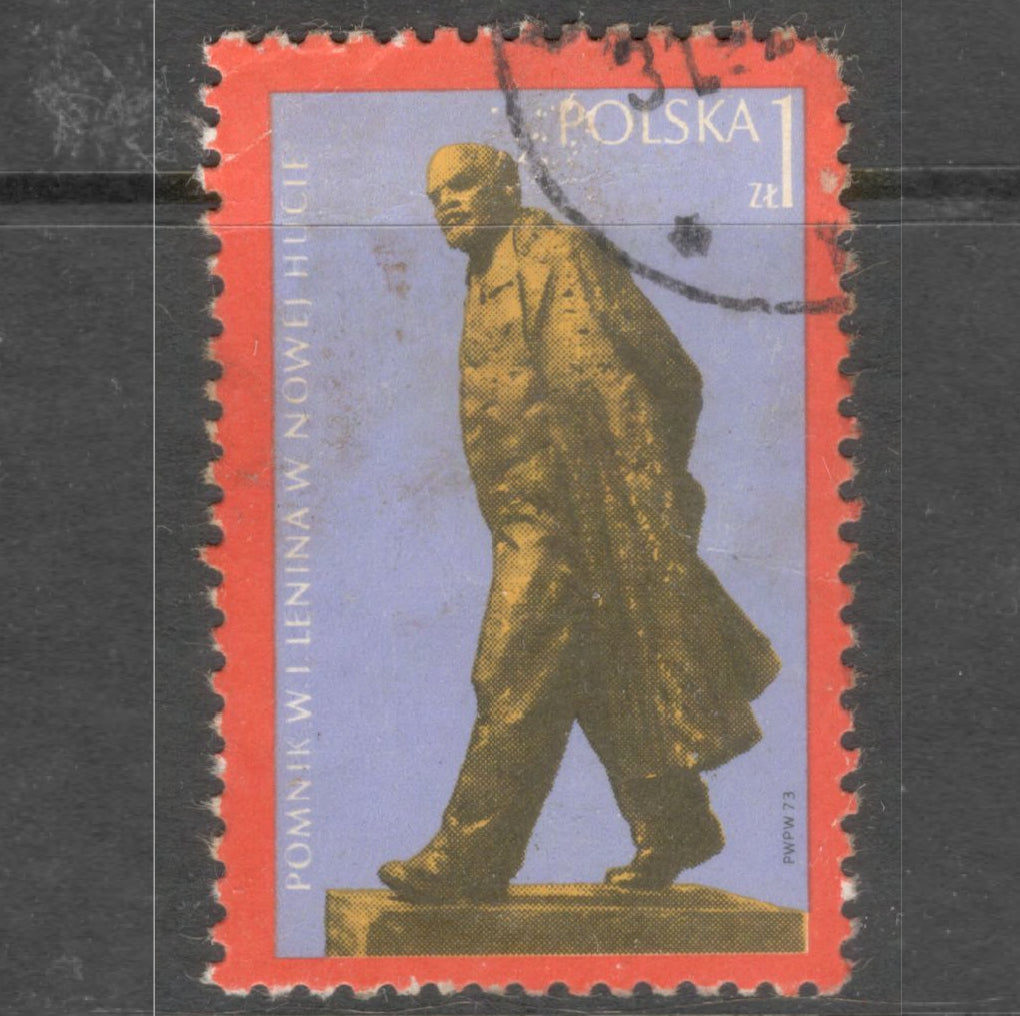 Poland Polska 1973 Lenin Monument in Nowa Huta Stamp - Cancelled ...