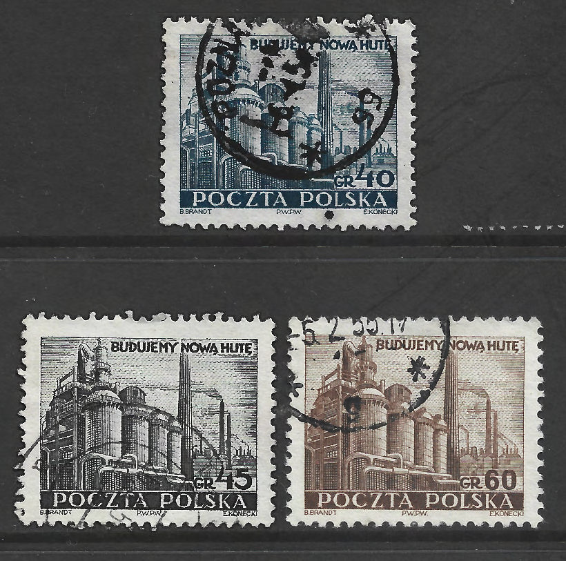 Poland Polska 1951 Nowa Huta Steelworks Stamp Set - Cancelled – Gumnut ...