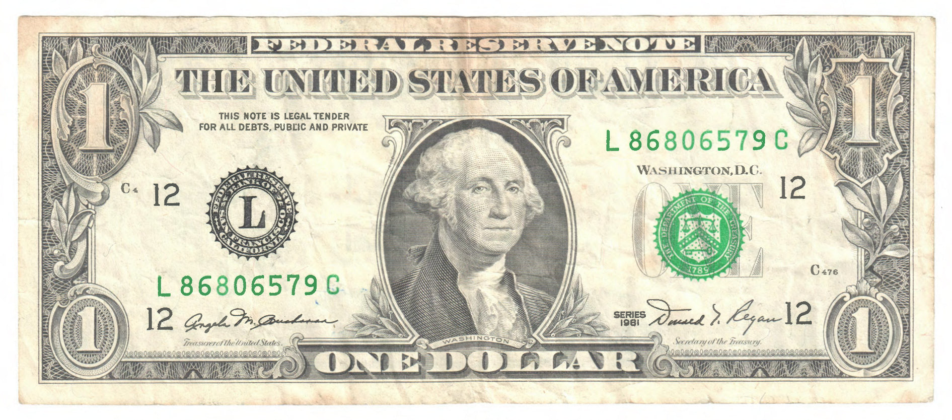 USA 1981 $1 One Dollar Banknote San Francisco s/n L 86806579 C – Gumnut ...