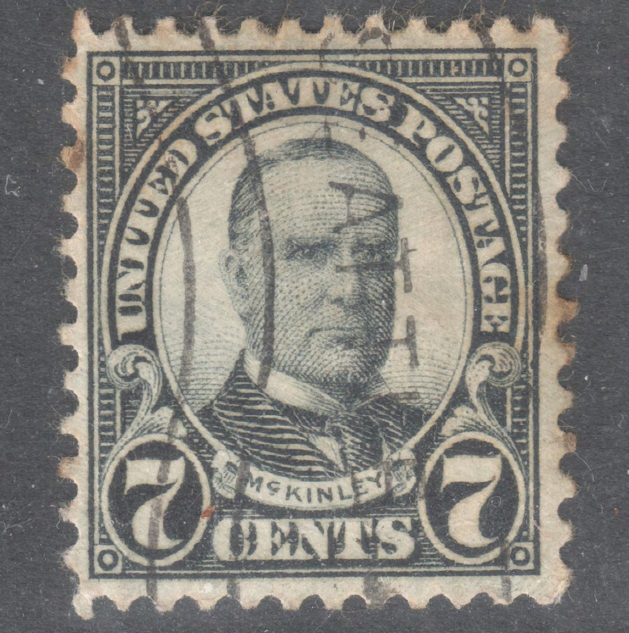 USA America 1923 7c Black William McKinley Stamp - Perfin 11x10.5 ...