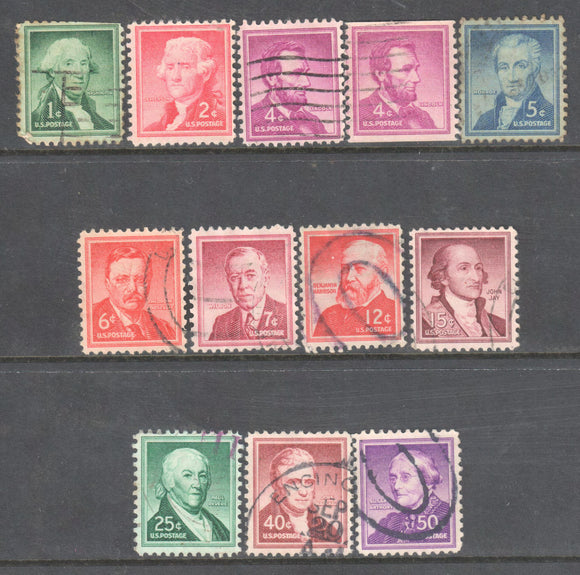 USA America 1954 - 73 Liberty Issue Partial Stamp Set (12 Stamps) - Ca ...
