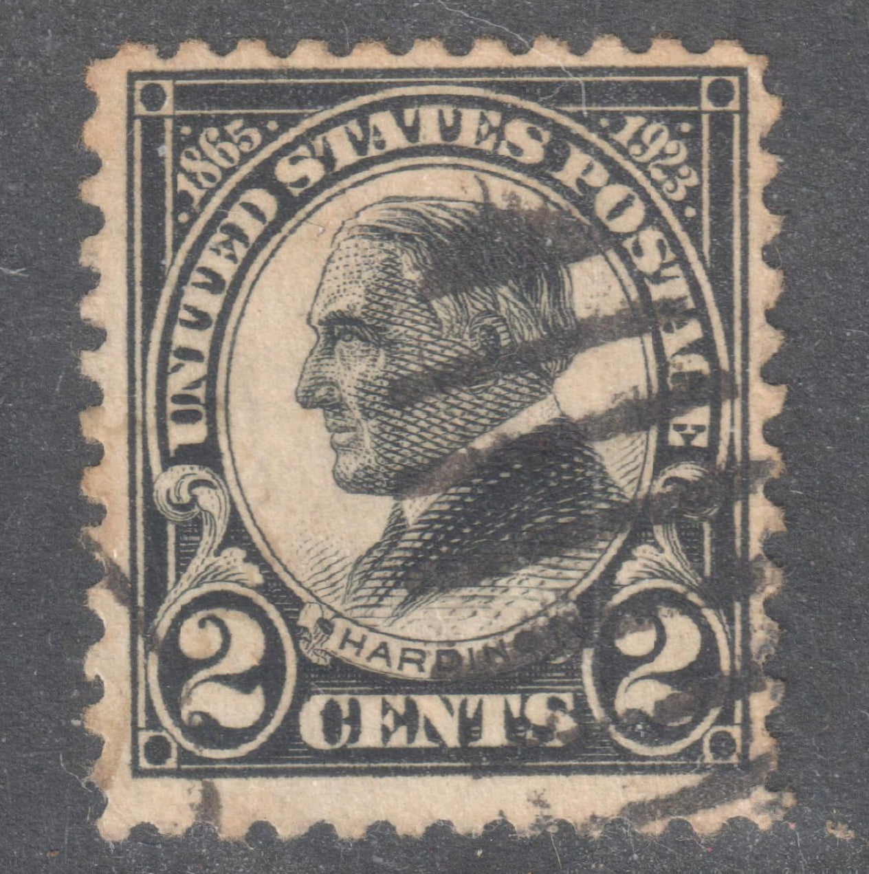 USA America 1923 2c Black Harding Memorial Issue stamp - Perfin:11 ...