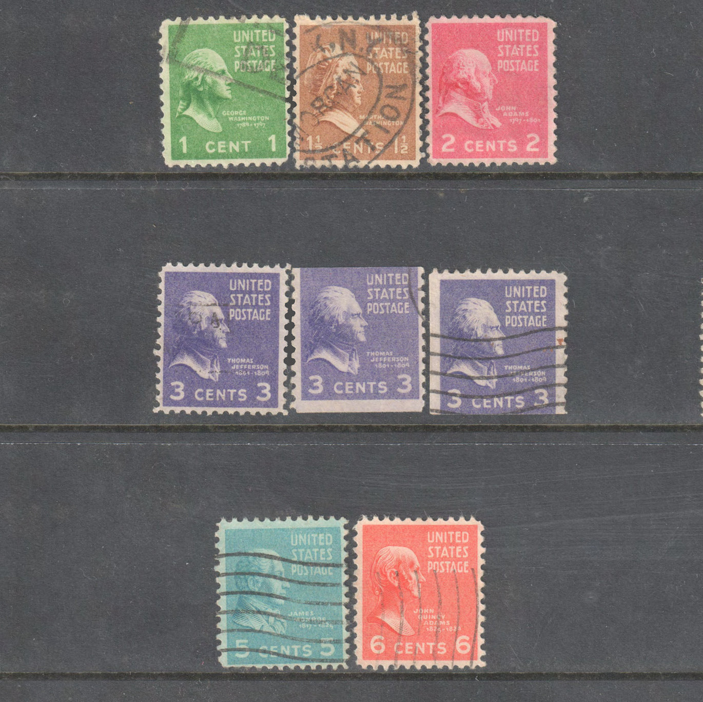 USA America 1938 -1939 Presidential Issue Patial Stamp Set (14 Stamps ...
