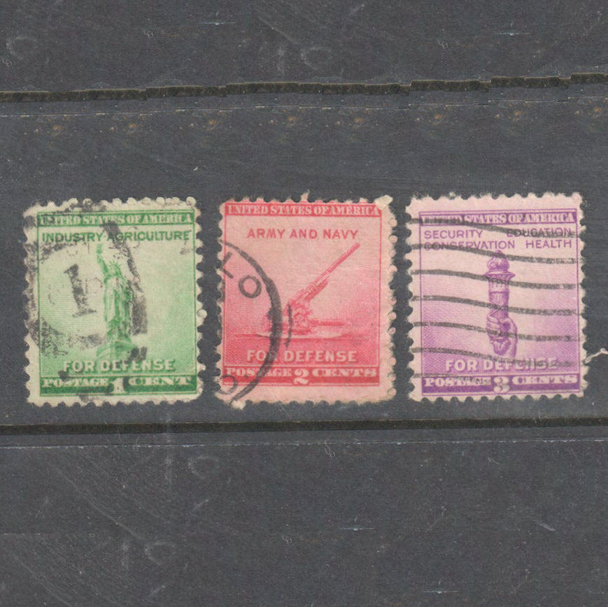 USA America 1940 National Defense Stamp Set (3 Stamps) - Cancelled ...