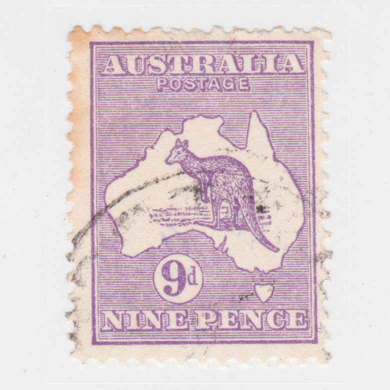 Australian 1915 9d 9 Penny Violet Kangaroo Stamp - Perf: 11.5-12 ...