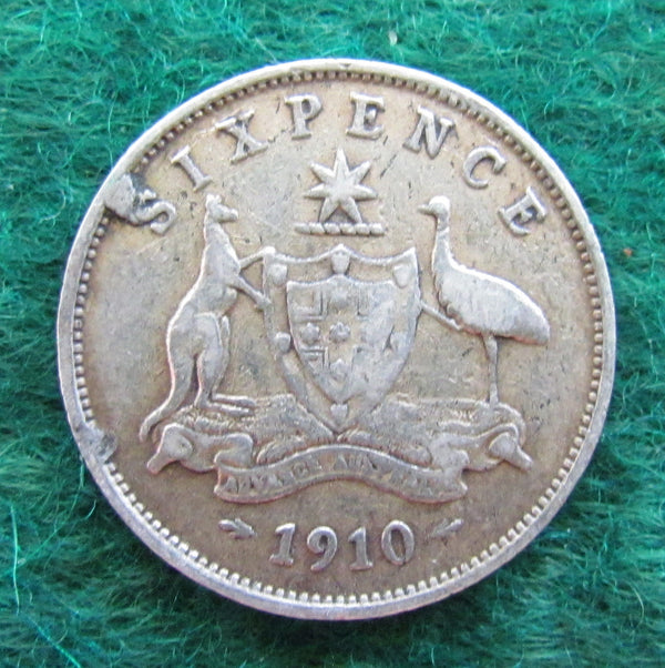 Australian 1910 6d Sixpence King Edward VII Coin Variety - Circulated ...