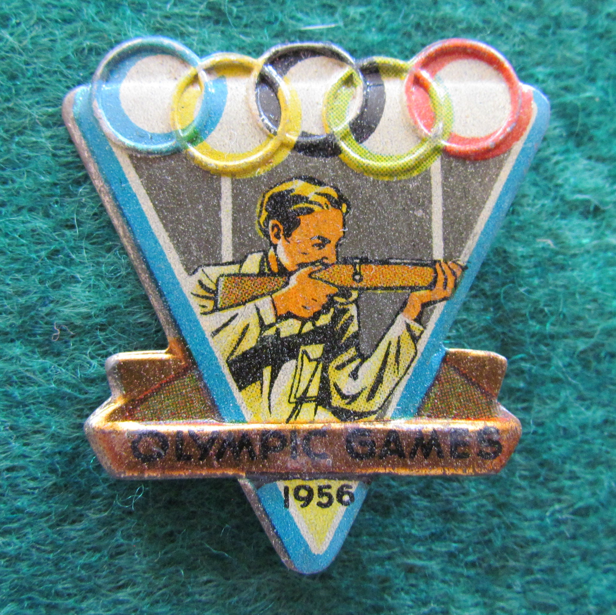 Australian Melbourne 1956 Olympic Games Shooting Tin Badge – Gumnut Antiques