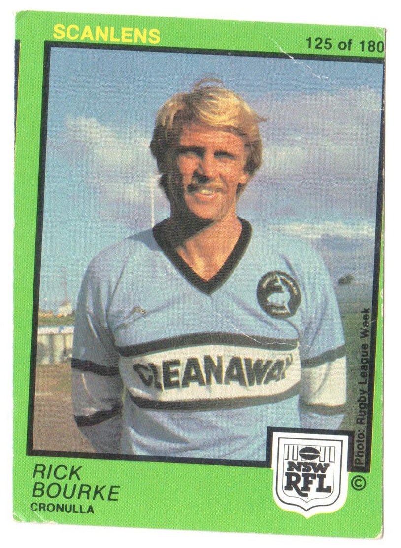 Scanlens 1982 NSW RFL Football Card 125 of 180 - Rick Bourke - Cronull ...